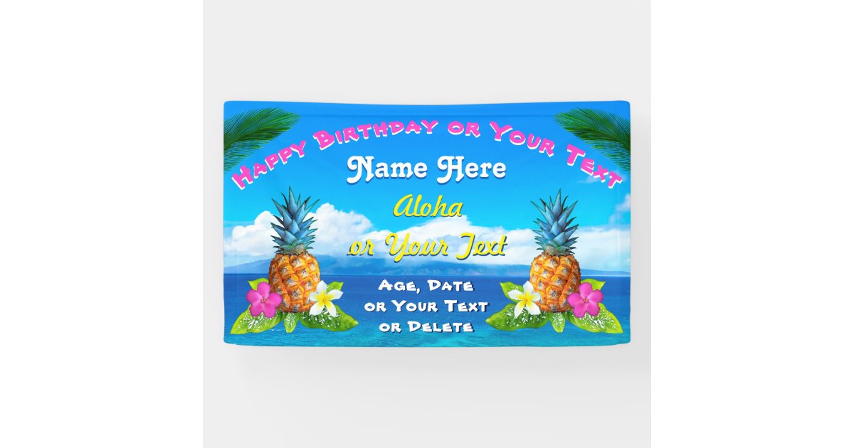 Hawaiian Birthday Banner with Real Hawaiian Images | Zazzle