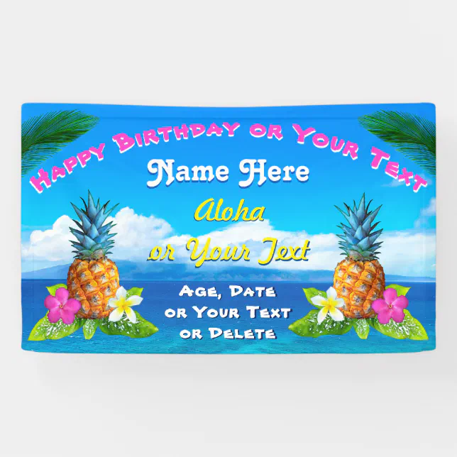 Hawaiian Birthday Banner with Real Hawaiian Images | Zazzle