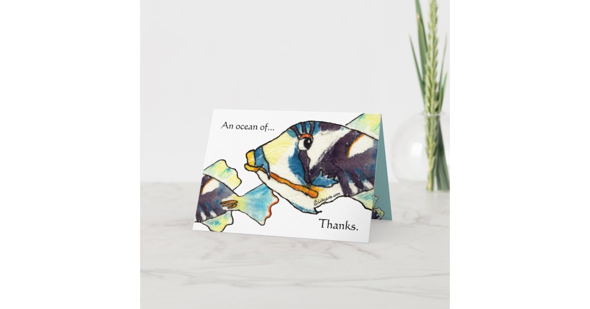 Hawaiian Cartoon Fish Thank You Cards | Zazzle