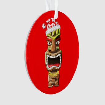 Hawaiian Christmas Santa Tiki Ornament | Zazzle
