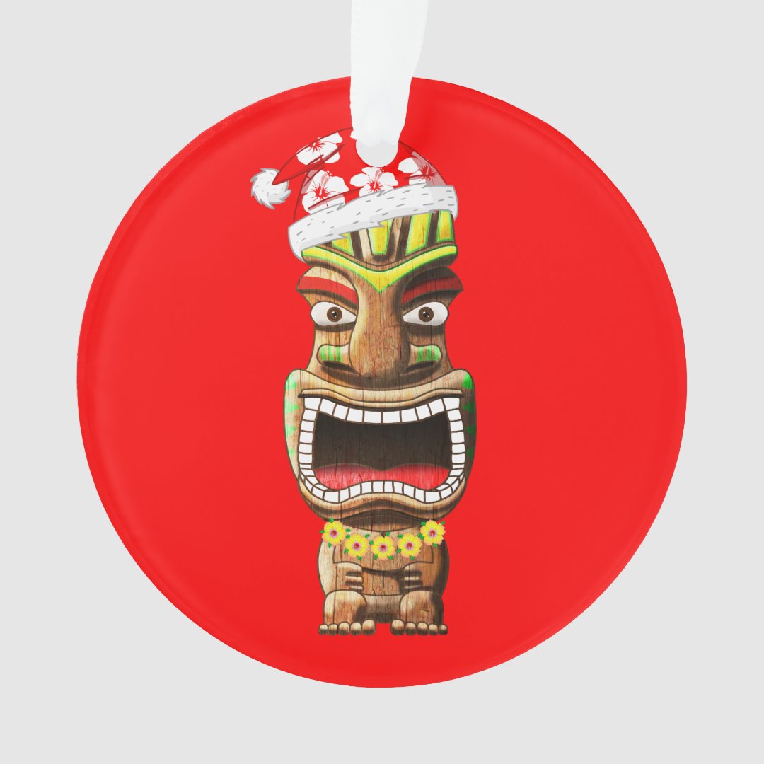 Hawaiian Christmas Santa Tiki Ornament | Zazzle