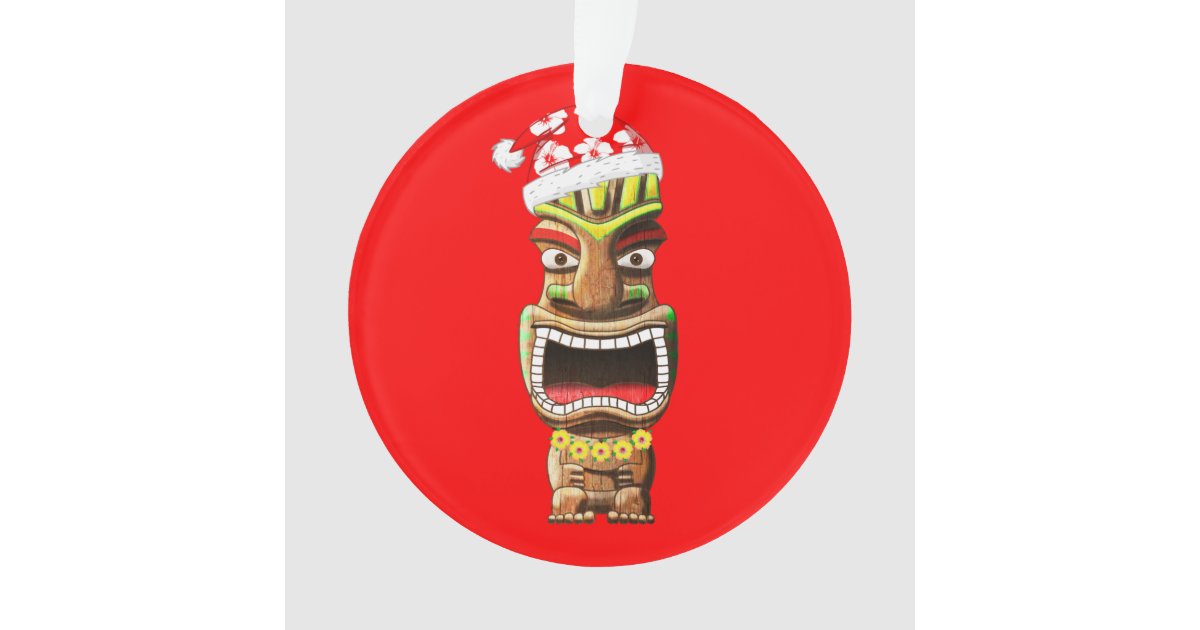 Hawaiian Christmas Santa Tiki Ornament | Zazzle