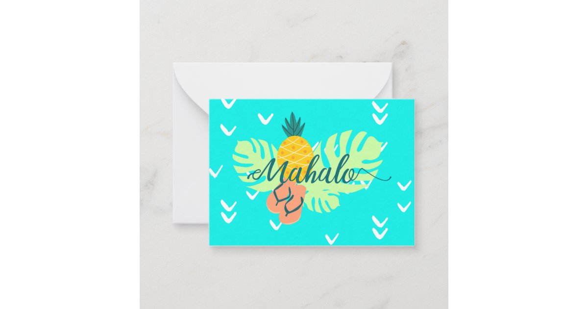 Hawaiian Colorful Beach Mahalo Pineapple Monstera Note Card | Zazzle