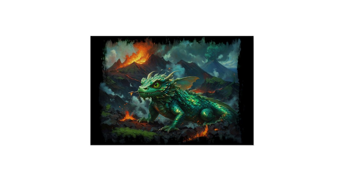 Hawaiian Dragon Warming Herself on Lava Poster | Zazzle