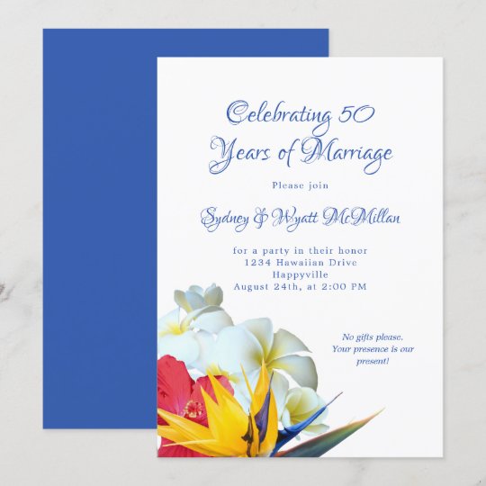 Hawaiian Flowers Bouquet Anniversary Party Invitation | Zazzle.com