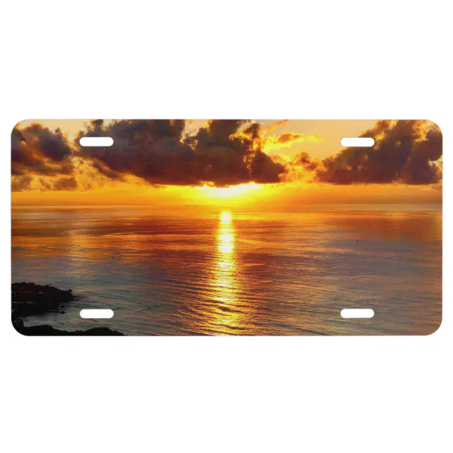 Hawaiian Gold Tropical Sunset License Plate | Zazzle