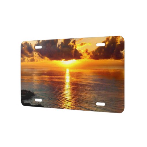Hawaiian Gold Tropical Sunset License Plate | Zazzle