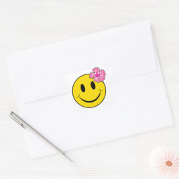 Hawaiian Happy Face Square Sticker | Zazzle