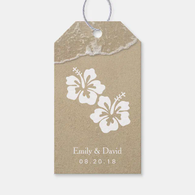 Hawaiian Hibiscus Beach Wedding Gift Tags | Zazzle