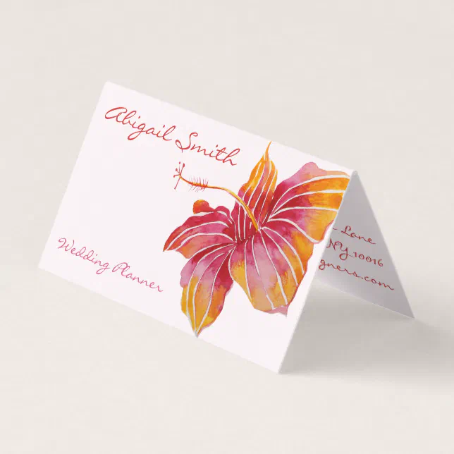 Hawaiian Hibiscus Flower Folded Business Card | Zazzle