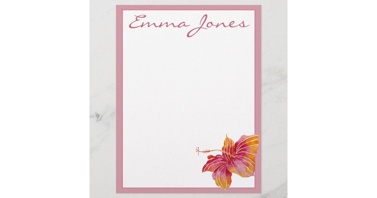 Hawaiian Hibiscus Flower Personalized Letterhead | Zazzle