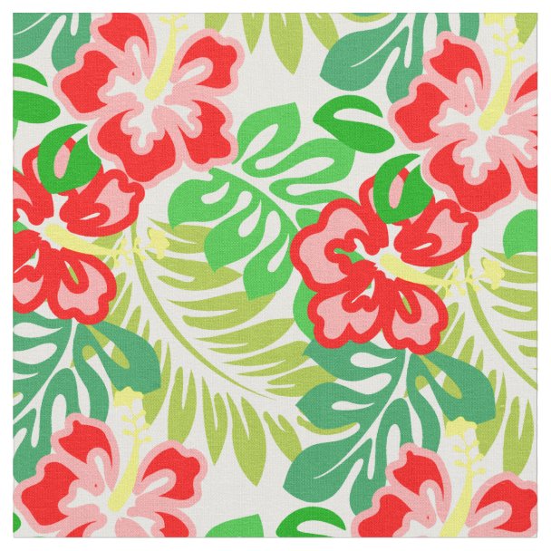 Hawaiian Yellow Hibiscus Floral Print Fabric | Zazzle