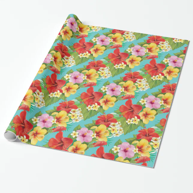 Hawaiian Hibiscus Tropical Islands Theme Wrapping Paper | Zazzle