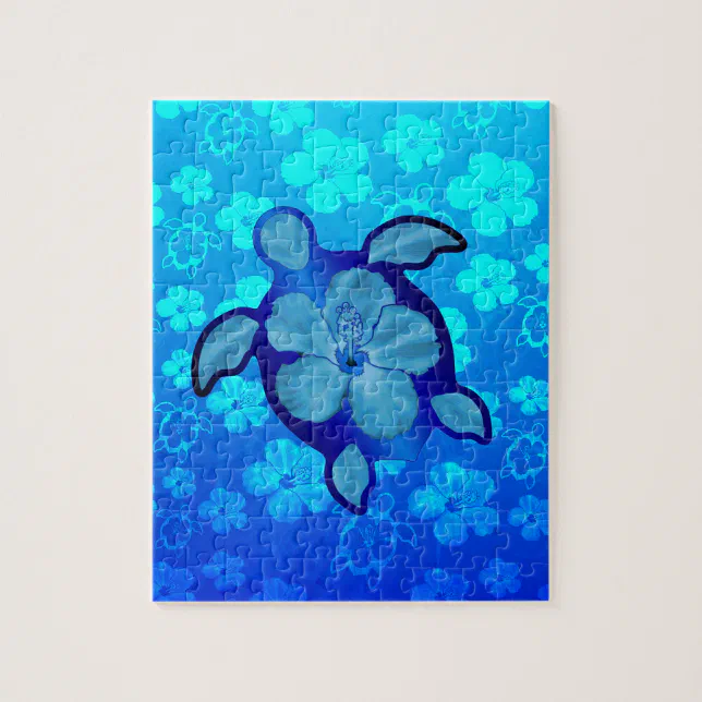 Hawaiian Honu Turtle and Hibiscus Jigsaw Puzzle | Zazzle