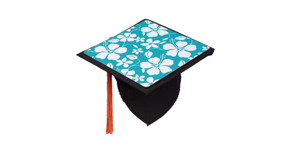 HAWAIIAN HULA (HIBISCUS) TEAL GRADUATION CAP TOPPER | Zazzle
