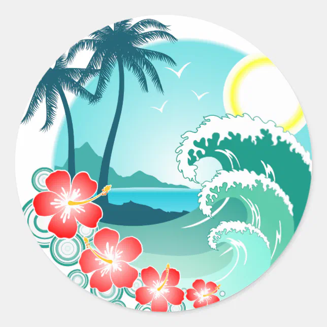 Hawaiian Island 2 Classic Round Sticker | Zazzle