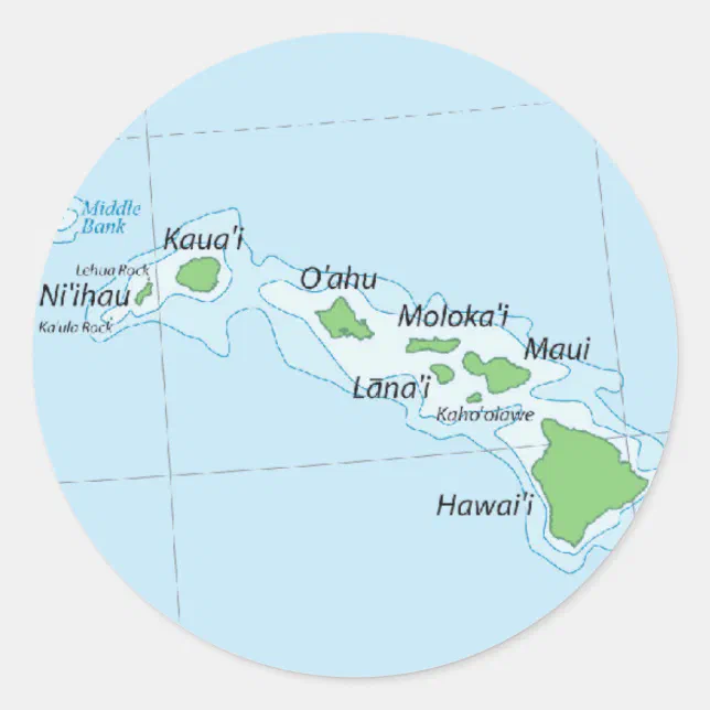 Hawaiian Island Chain Map Classic Round Sticker | Zazzle