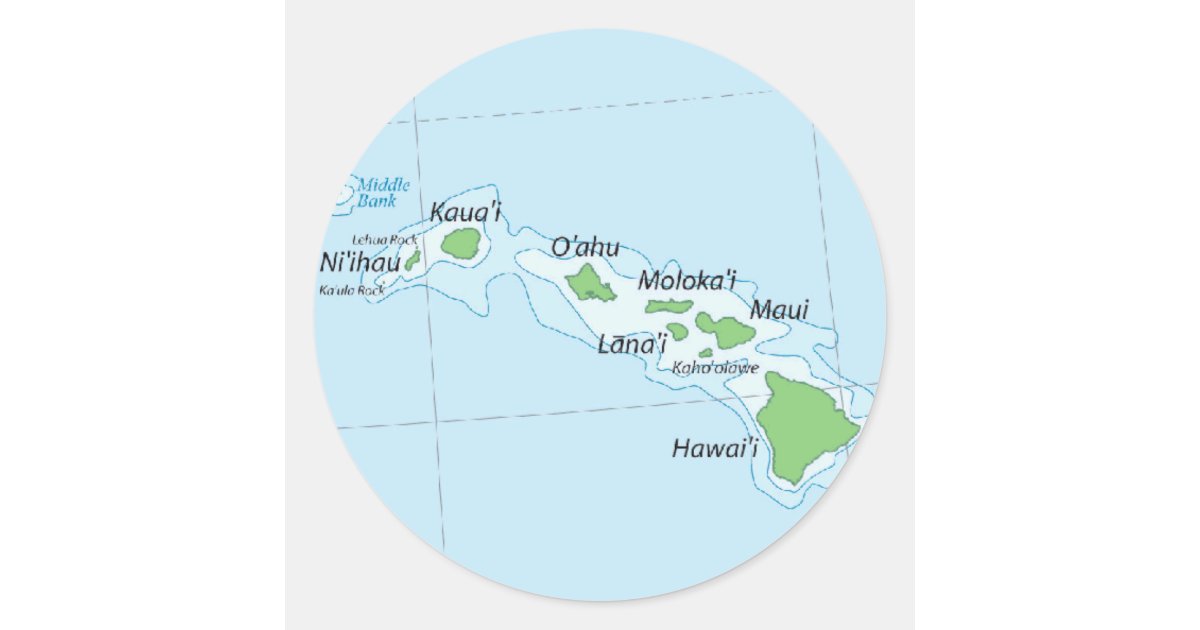 Hawaiian Island Chain Map Classic Round Sticker | Zazzle.com