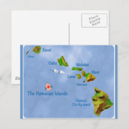 Hawaiian Island Map postcard | Zazzle