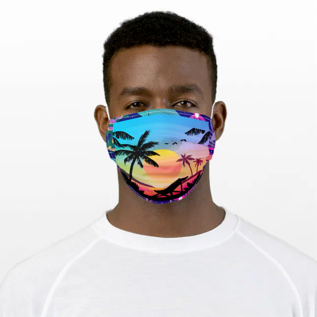 Hawaiian Island Silhouette Sunset Adult Cloth Face Mask | Zazzle