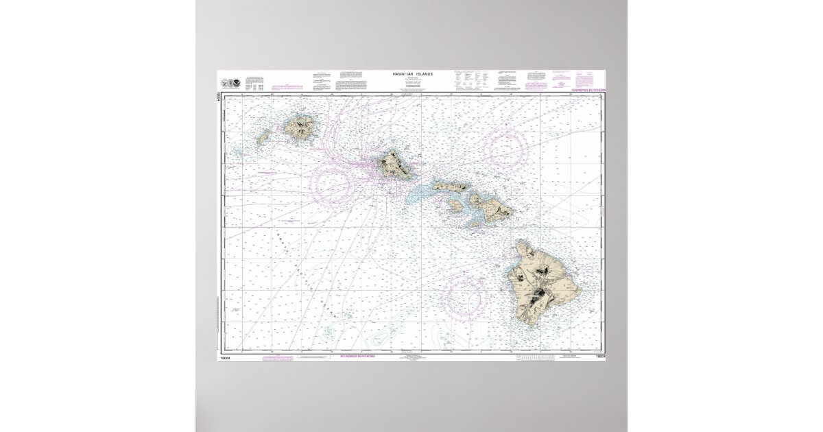 Hawaiian Islands Nautical Chart 19004 | Zazzle