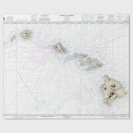 Hawaiian Islands Nautical Chart 19004 Wrapping Paper | Zazzle