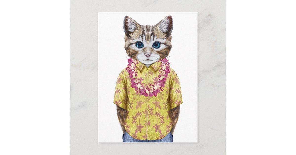 Hawaiian Kitty Cat Postcard | Zazzle