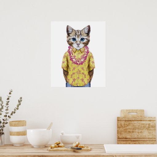 Hawaiian Kitty Cat Poster | Zazzle