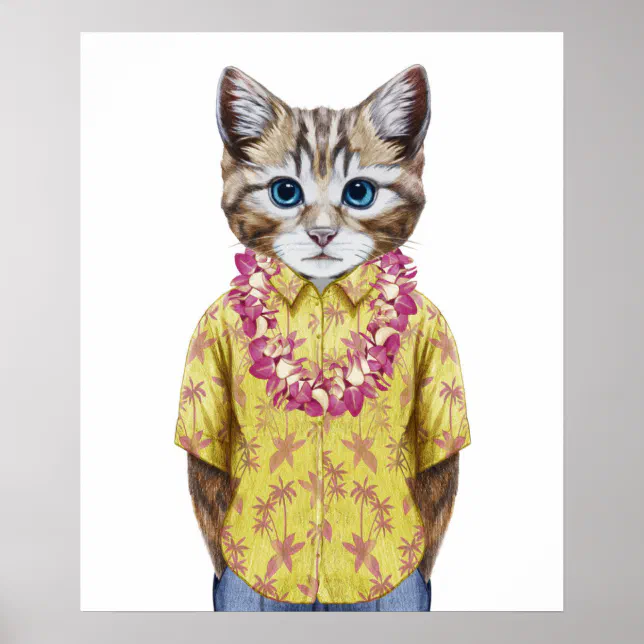 Hawaiian Kitty Cat Poster | Zazzle