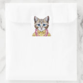 Hawaiian Kitty Cat Square Sticker | Zazzle