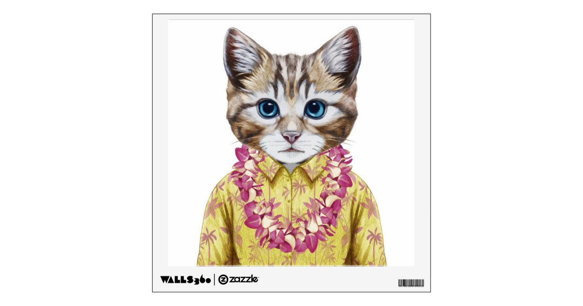 Hawaiian Kitty Cat Wall Decal | Zazzle