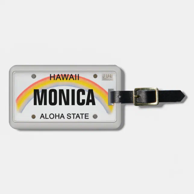 Hawaiian License Plate with your Name Luggage Tag | Zazzle