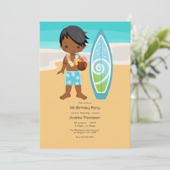 Hawaiian Luau Boy Birthday Party Invitation | Zazzle