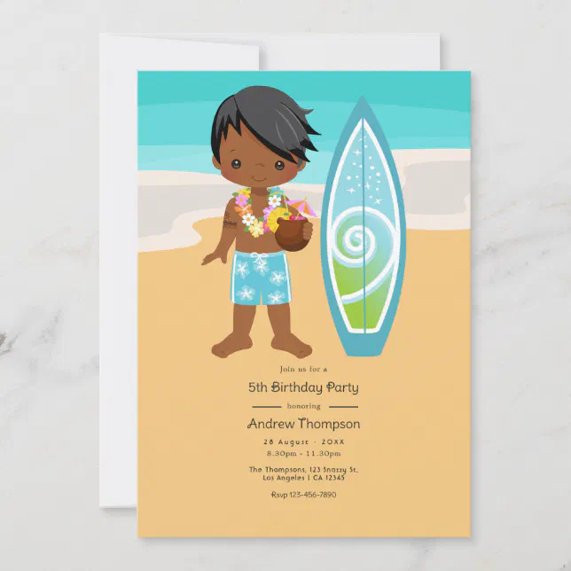 Hawaiian Luau Boy Birthday Party Invitation | Zazzle