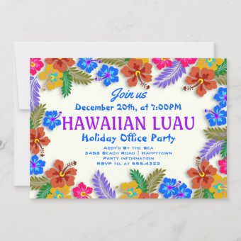 Hawaiian Luau Custom Party Hibiscus Invitations | Zazzle