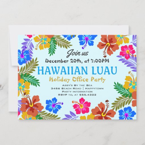 Hawaiian Luau Custom Party Hibiscus Invitations | Zazzle