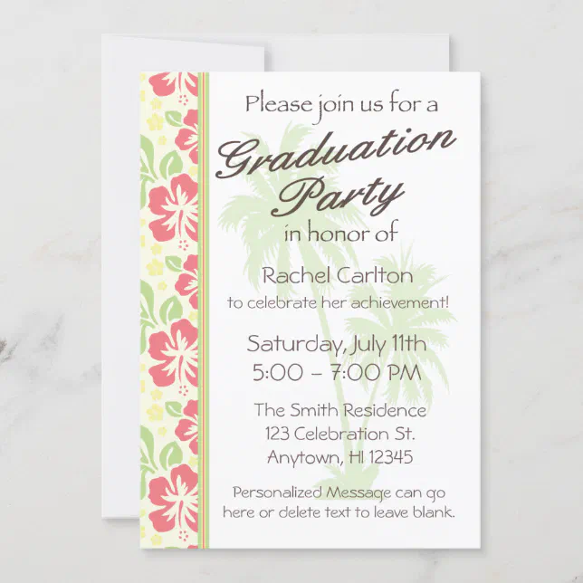 Hawaiian Luau Graduation Party Invitation | Zazzle