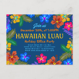 Hawaiian Luau Holiday Office Party Hibiscus Postcard | Zazzle
