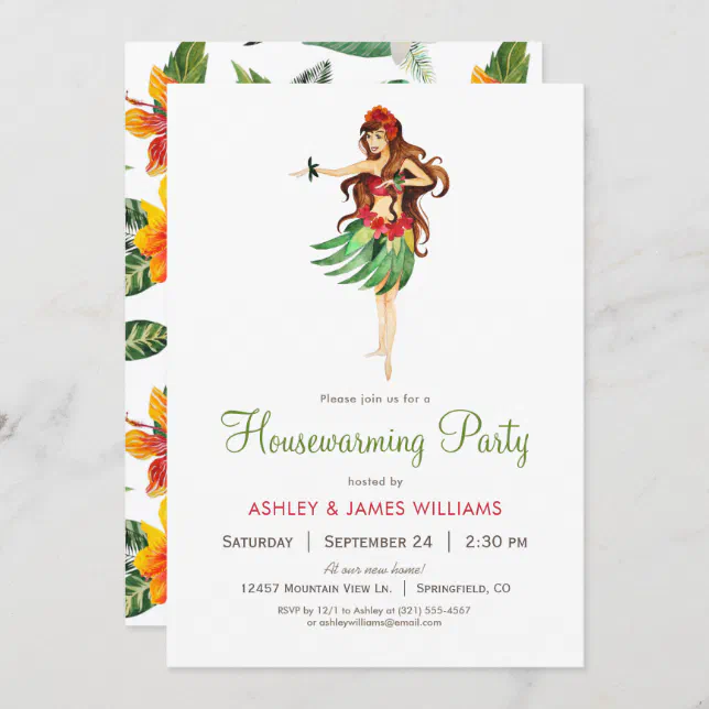 Hawaiian Luau Housewarming Party Invitation | Zazzle