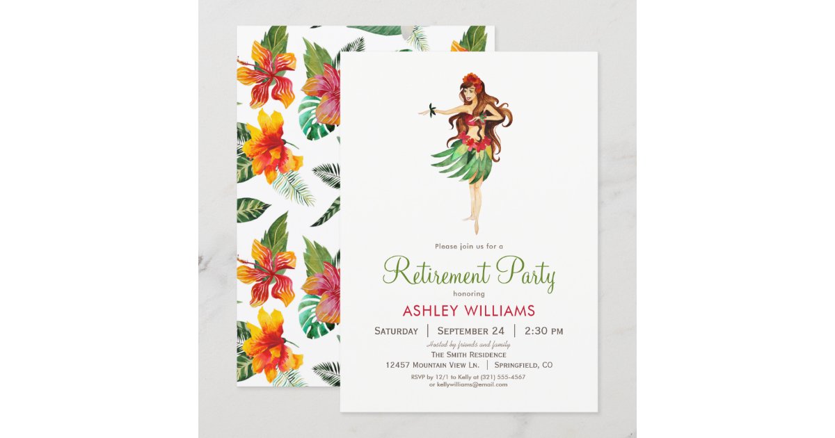 Hawaiian Luau Retirement Party Invitation | Zazzle