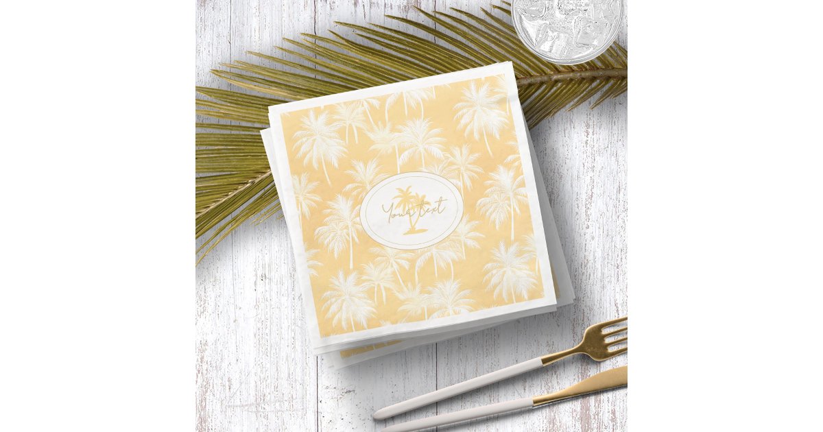 Hawaiian Palm Tree Silhouette Pattern Gold ID1093 Paper Dinner Napkins ...