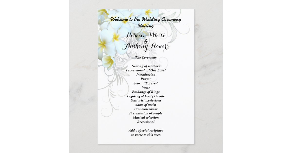Hawaiian Plumeria Program Template | Zazzle
