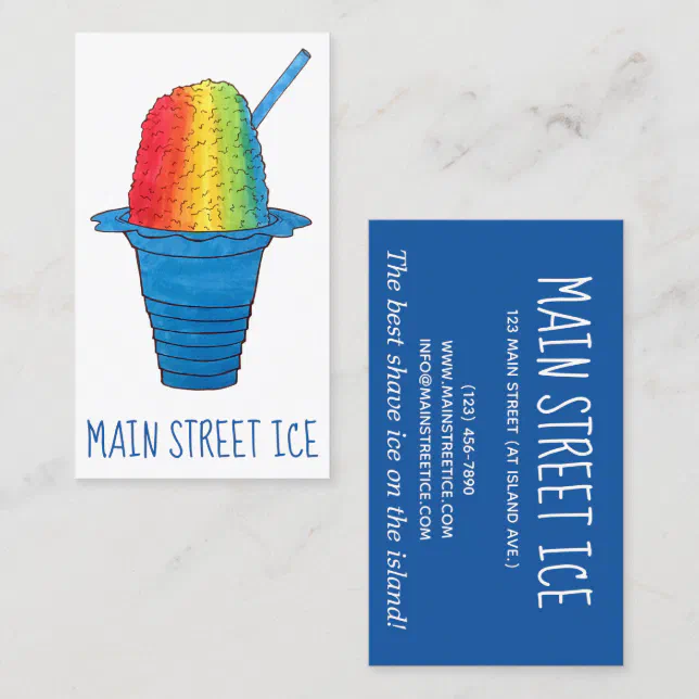 Hawaiian Rainbow Shave Ice Frozen Dessert Hawaii Business Card | Zazzle