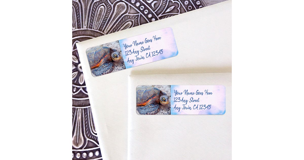 Hawaiian Sea Turtle Honu Photo Custom Address Label | Zazzle