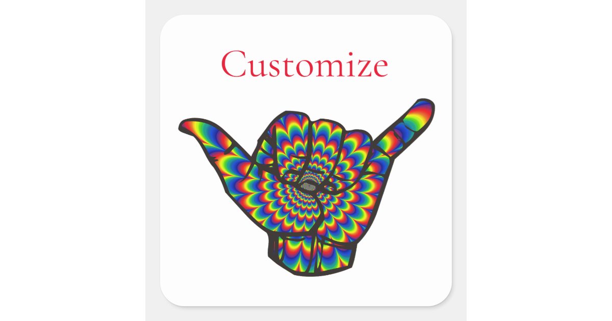 Hawaiian Shaka Psychedelic Thunder_Cove Square Sticker | Zazzle