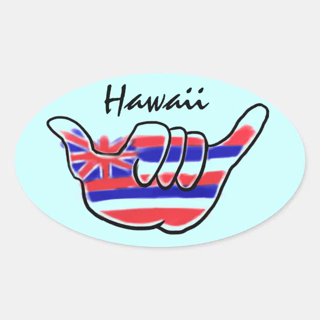 Hawaiian shaka symbol state flag artistic stickers | Zazzle