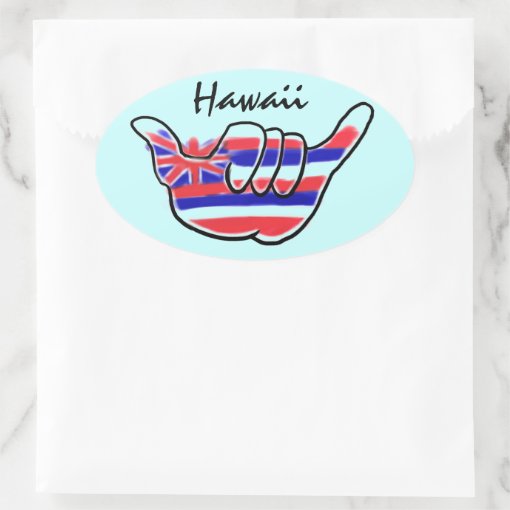 Hawaiian shaka symbol state flag artistic stickers | Zazzle