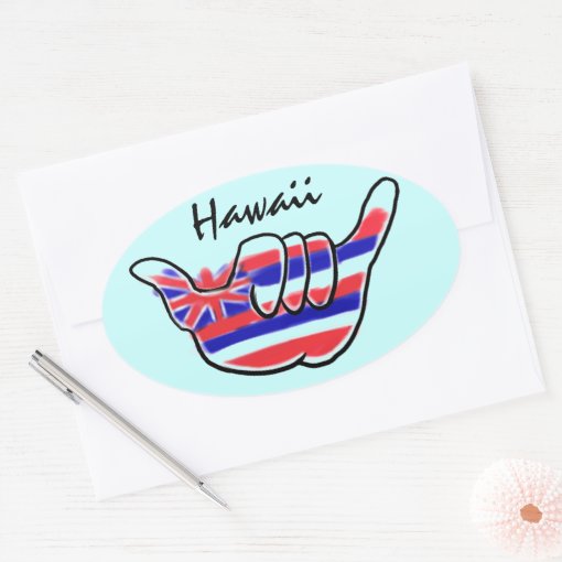 Hawaiian shaka symbol state flag artistic stickers | Zazzle