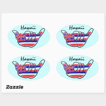 Hawaiian shaka symbol state flag artistic stickers | Zazzle