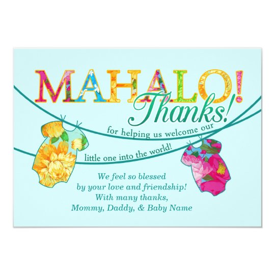 Hawaiian Shirt Onsie Luau Mahalo Thank You Card | Zazzle.com
